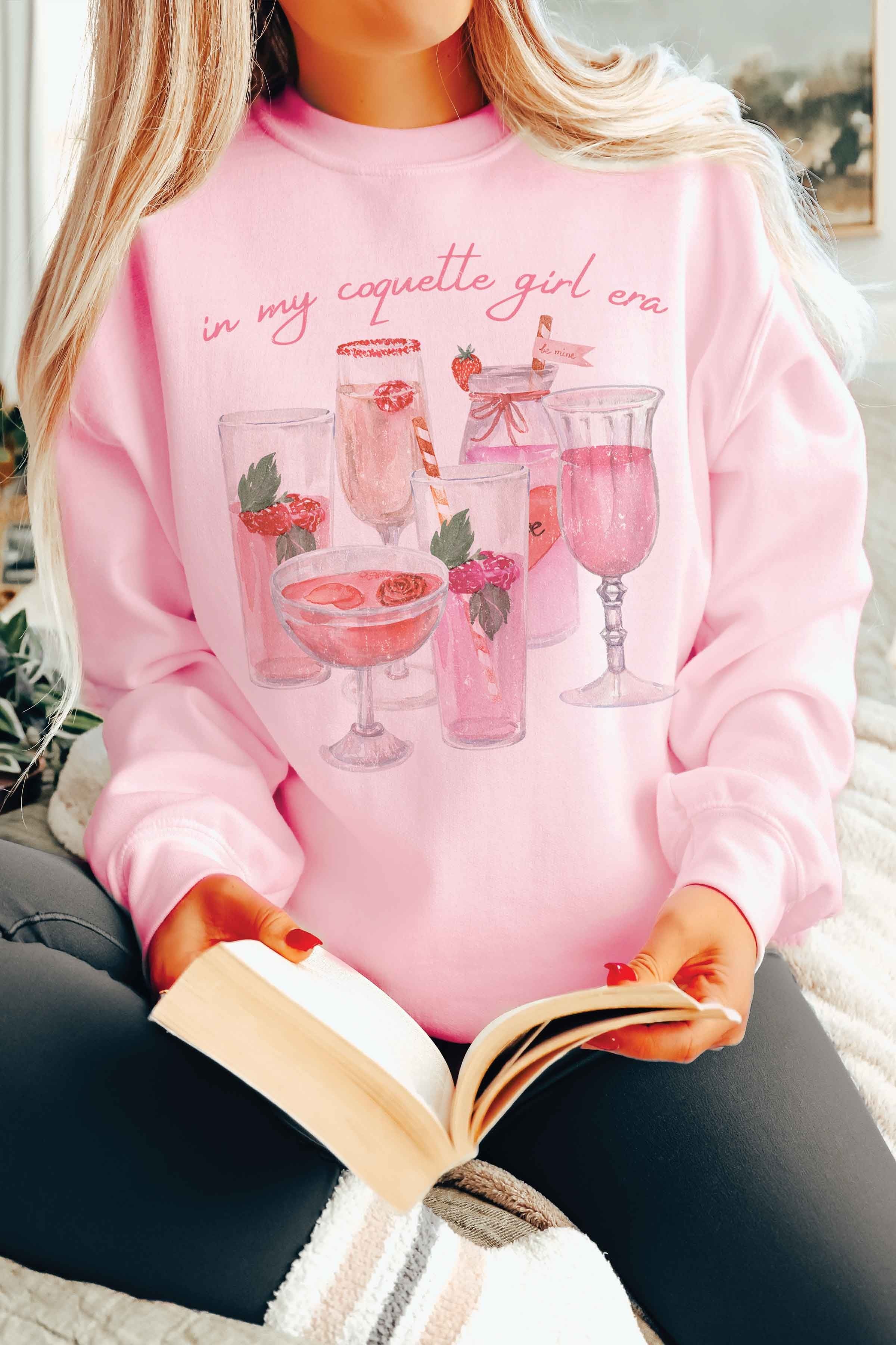 Crew neck "In my coquette era '' (pink) – Mademoiselle Curvy